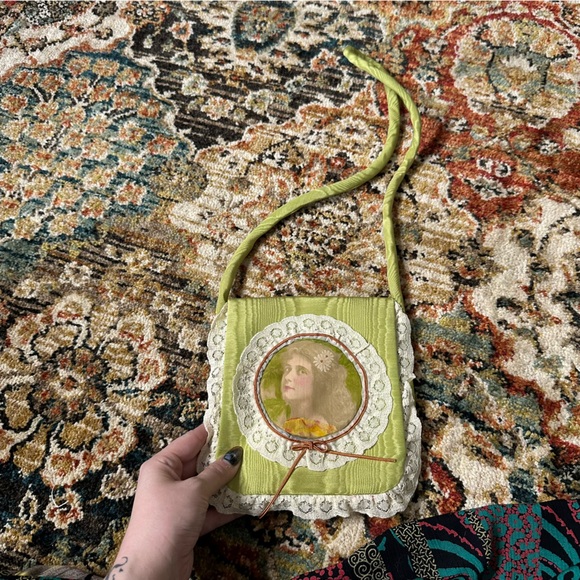 Bags | Vintage Yellow Handmade Photo Vignette Bag Vintage Victorian ...